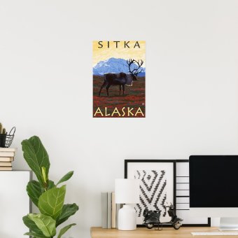 Caribou Scene - Sitka, Alaska Poster | Zazzle