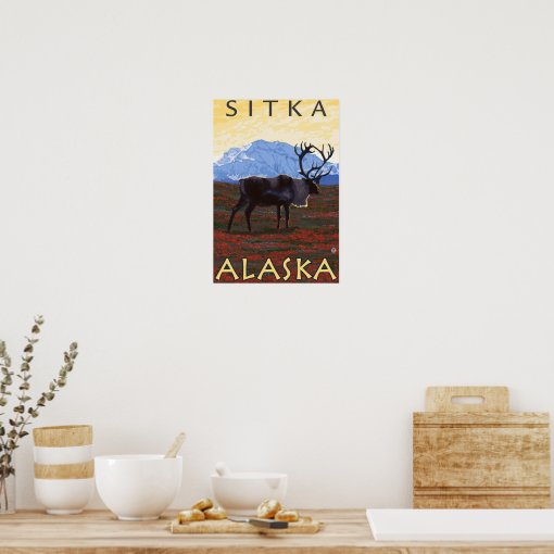 Caribou Scene - Sitka, Alaska Poster | Zazzle
