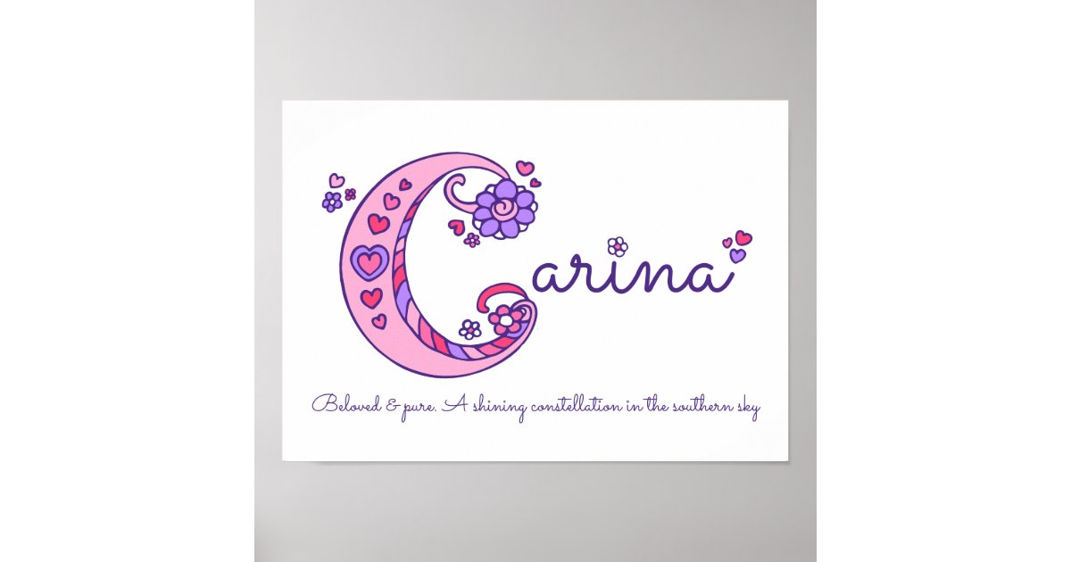 Carina initial C doodle heart art name meaning Poster | Zazzle