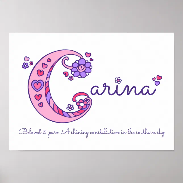 Carina initial C doodle heart art name meaning Poster | Zazzle