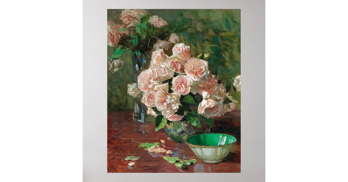 Carl Moll Vintage White Roses Poster | Zazzle