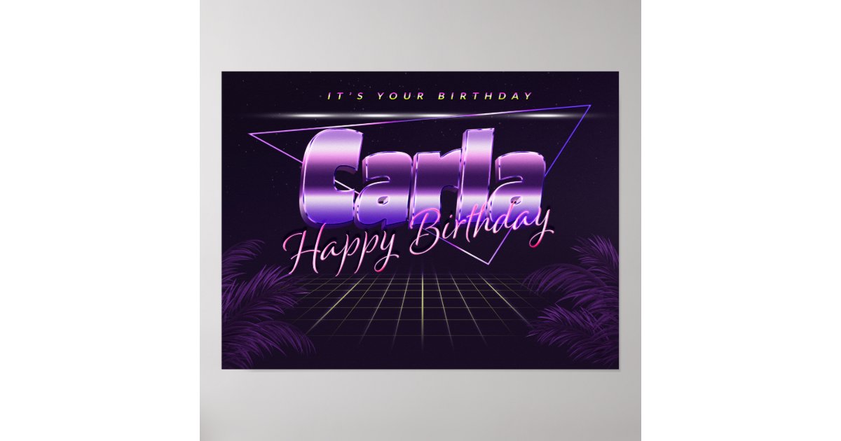Carla Name First Name pura retro poster Birthday | Zazzle