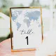 CARMEN Adventure Travel Blue Map Table Number Card | Zazzle