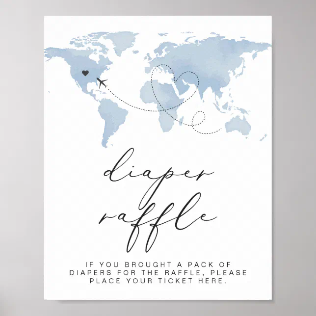 CARMEN Blue Map Adventure Baby Diaper Raffle Poster | Zazzle