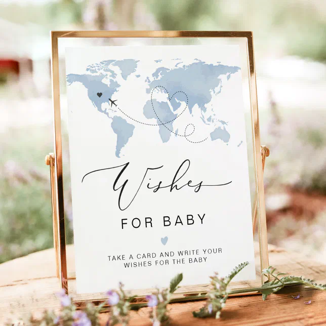 CARMEN Blue Map Adventure Baby Wishes For Baby Poster | Zazzle