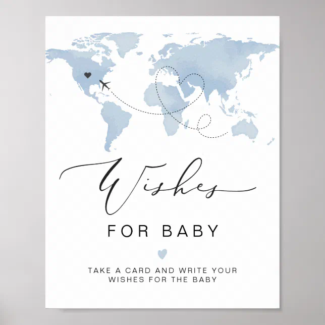 CARMEN Blue Map Adventure Baby Wishes For Baby Poster | Zazzle