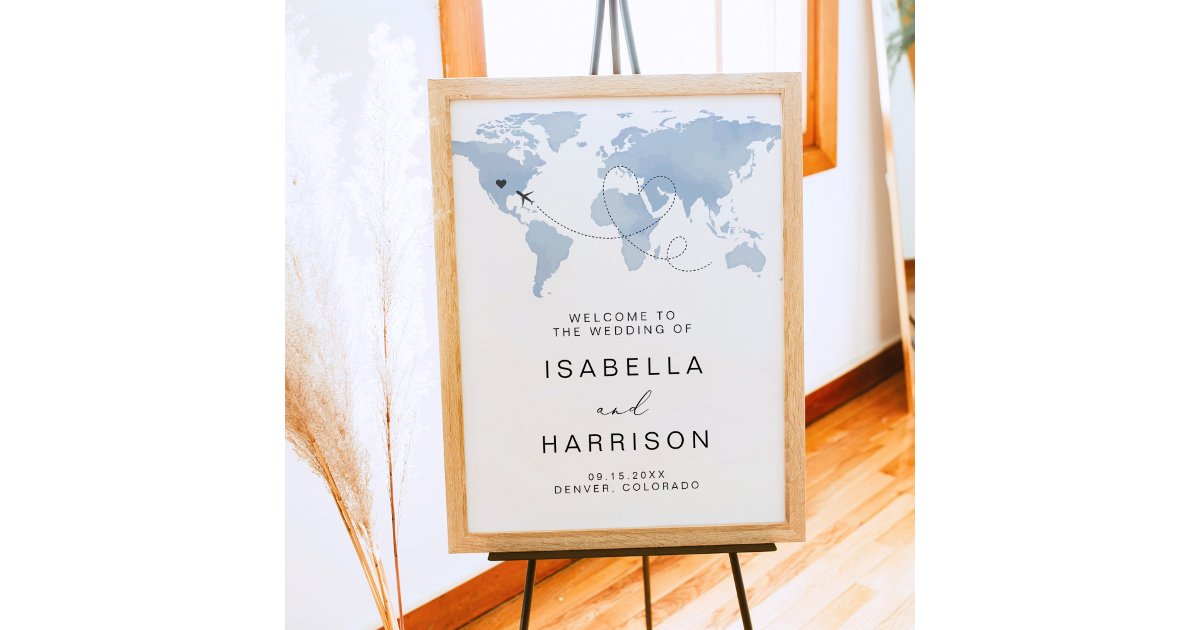 CARMEN Blue Map Destination Wedding Welcome Poster | Zazzle