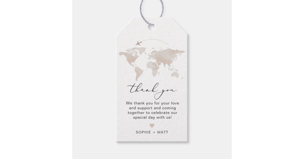 CARMEN Travel Adventure Map Thank You Gift Tags | Zazzle
