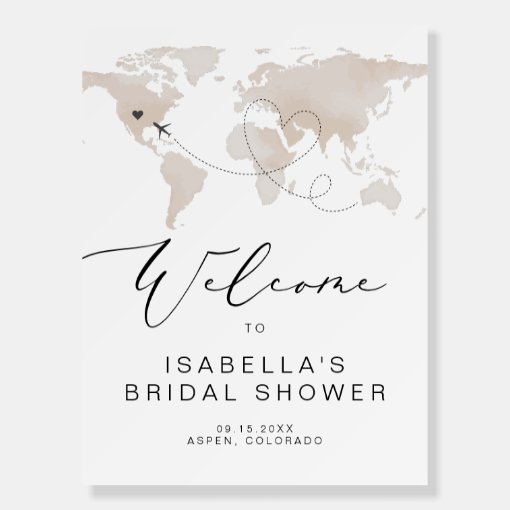 CARMEN Travel Themed Bridal Shower Welcome Sign | Zazzle