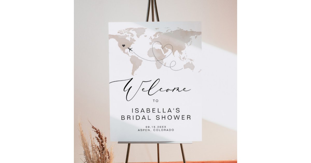 CARMEN Travel Themed Bridal Shower Welcome Sign | Zazzle
