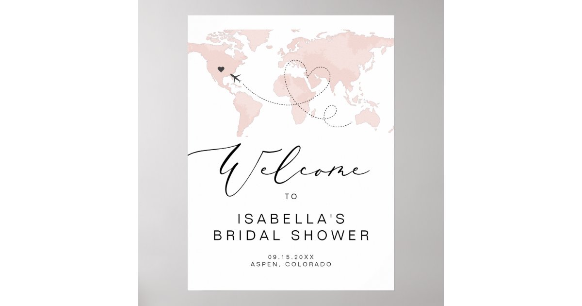 CARMEN Travel Themed Bridal Shower Welcome Sign | Zazzle