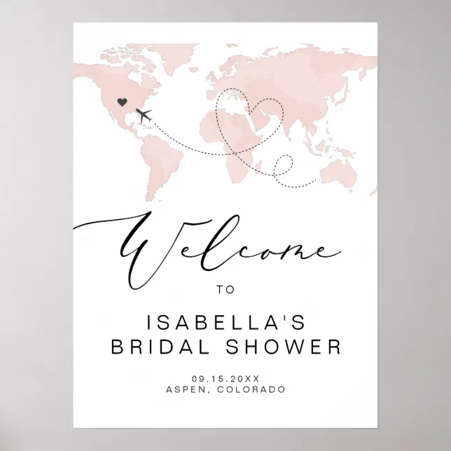 CARMEN Travel Themed Bridal Shower Welcome Sign | Zazzle
