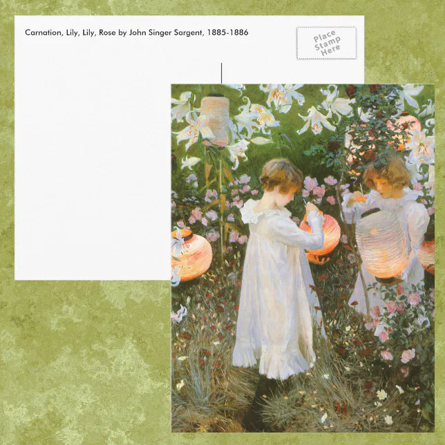 Carnation, Lily, Lily, Rose By John Singer Sargent Postcard | Zazzle