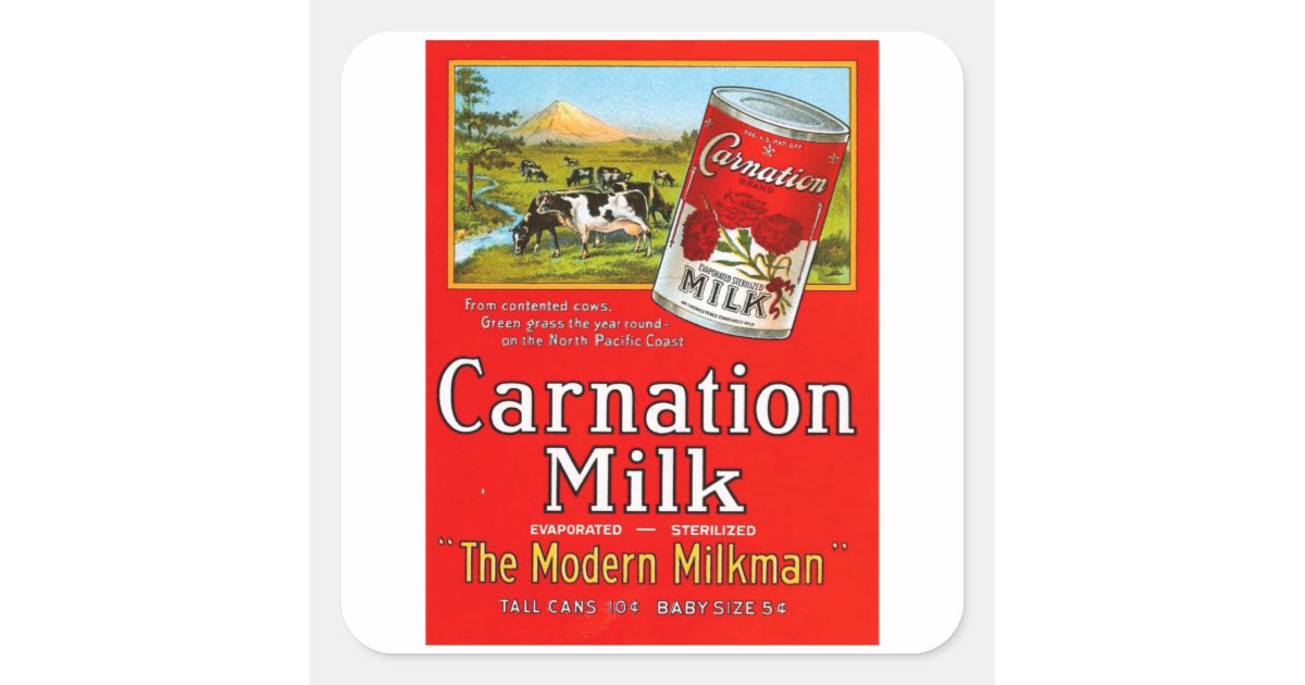 Carnation Milk - Vintage Milk Ad Square Sticker | Zazzle