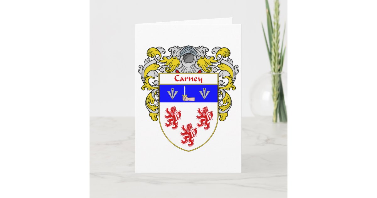 Carney Coat of Arms (Mantled) Holiday Card | Zazzle