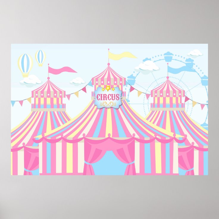 Carnival birthday backdrop, Circus Backdrop Banner Poster | Zazzle