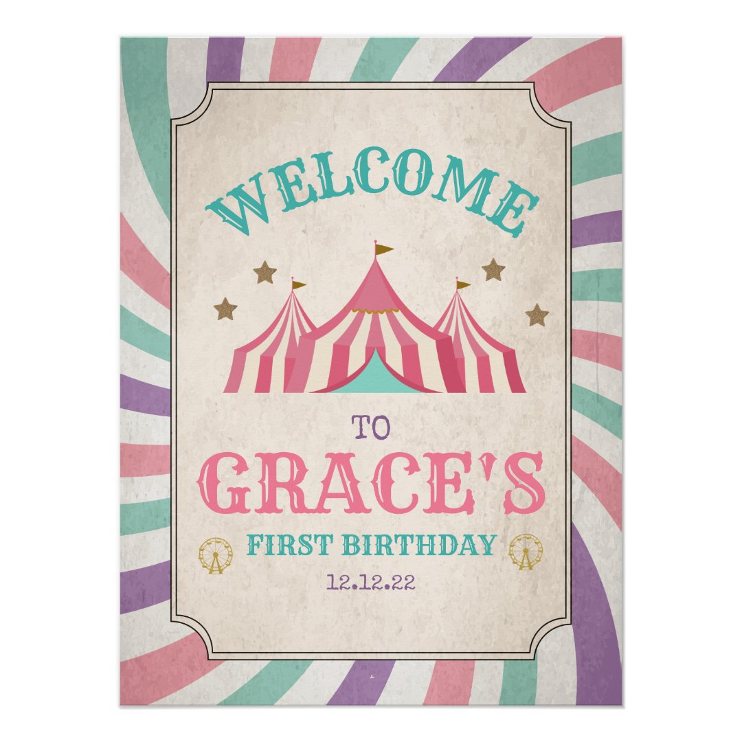 Carnival Birthday Poster Circus Welcome Sign | Zazzle