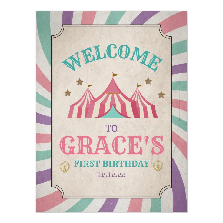 Carnival Birthday Poster Circus Welcome Sign | Zazzle