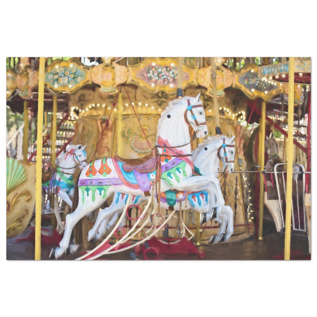 Carnival Carousel Horses 20x30 Decoupage Tissue Paper | Zazzle