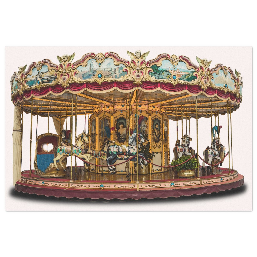 Carnival Carousel Illustration 20x30 Decoupage Tissue Paper | Zazzle