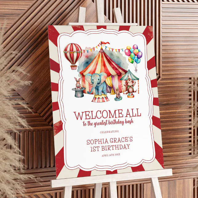 Carnival Circus & Animals Birthday Welcome Sign | Zazzle