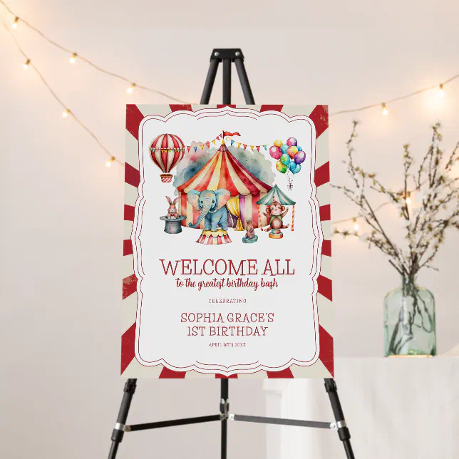 Carnival Circus & Animals Birthday Welcome Sign | Zazzle