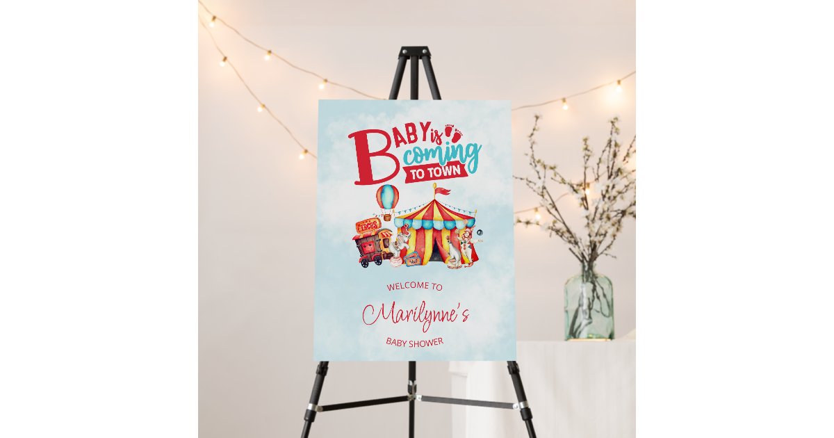 Carnival Circus Blue Baby Shower Foam Board | Zazzle