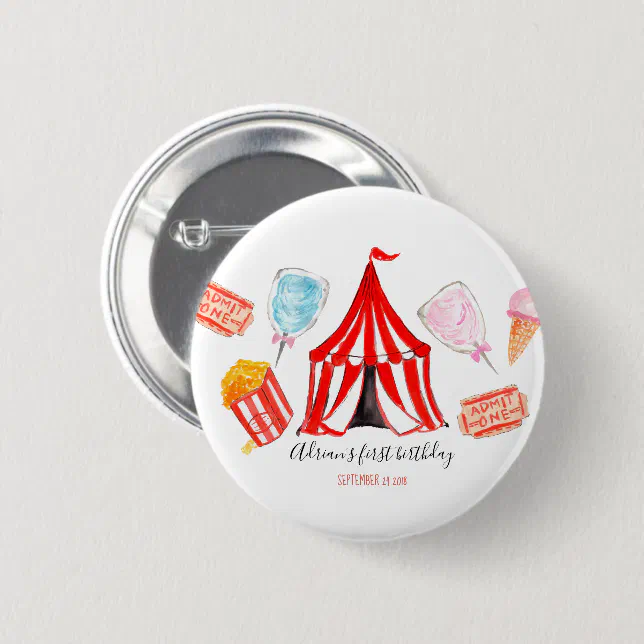 Carnival circus cute birthday button party favor | Zazzle