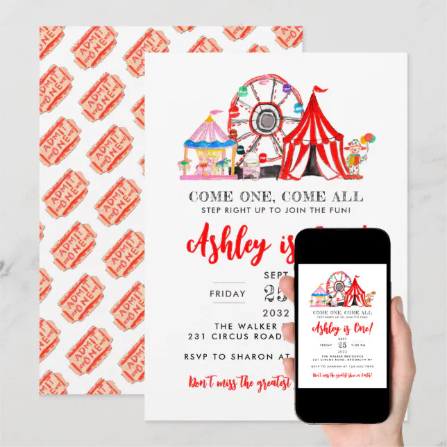 Carnival Circus Fair Show Party Kid Birthday Invitation | Zazzle