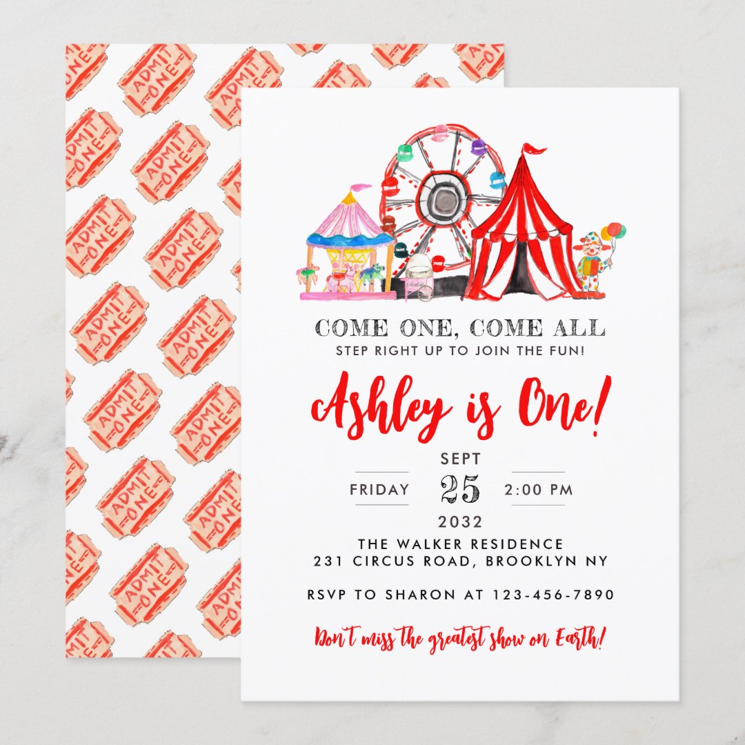 Carnival Circus Fair Show Party Kid Birthday Invitation | Zazzle