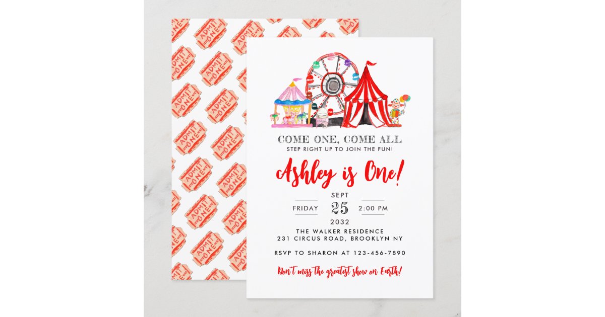 Carnival Circus Fair Show Party Kid Birthday Invitation | Zazzle