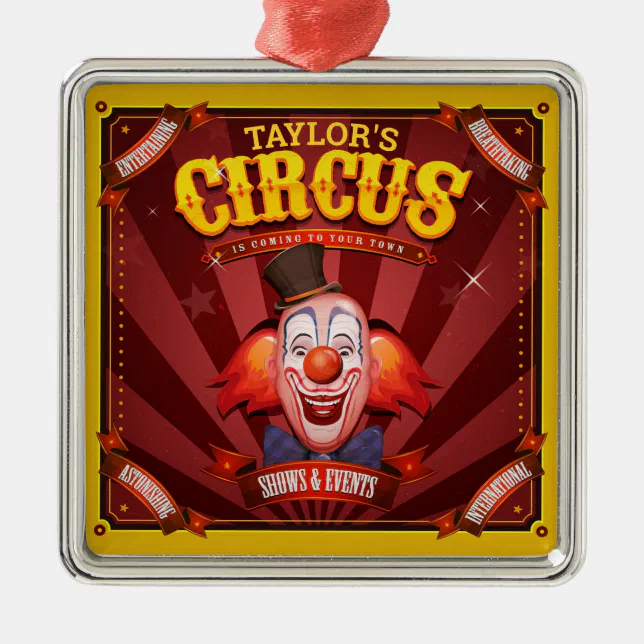 Carnival Clown ADD NAME Big Top Family Circus Show Metal Ornament | Zazzle