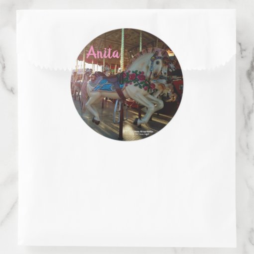 Carnival Fair Carousel Merry-Go-Roung Horse Classic Round Sticker | Zazzle