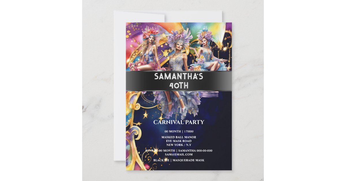 Carnival festival lgbtq circus celebration theme invitation | Zazzle