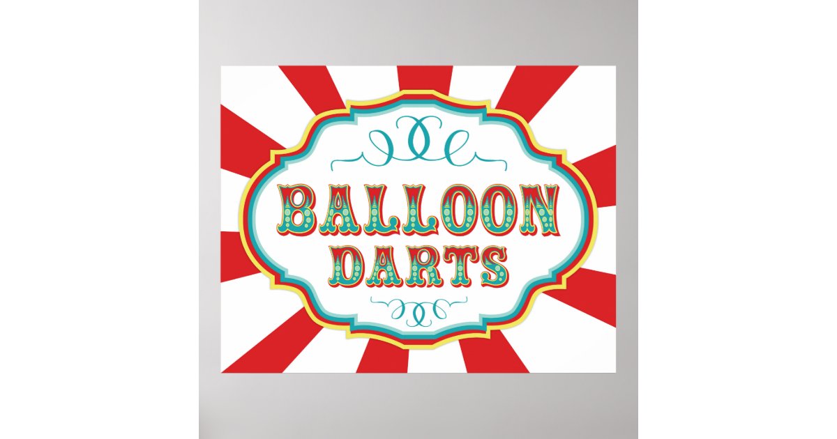 Carnival Game Sign Balloon Darts | Zazzle