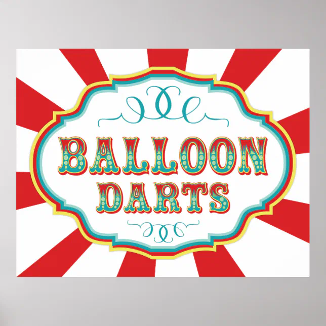 Carnival Game Sign Balloon Darts | Zazzle