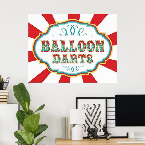 Carnival Game Sign Balloon Darts | Zazzle