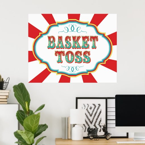 Carnival Game Sign Basket Toss | Zazzle