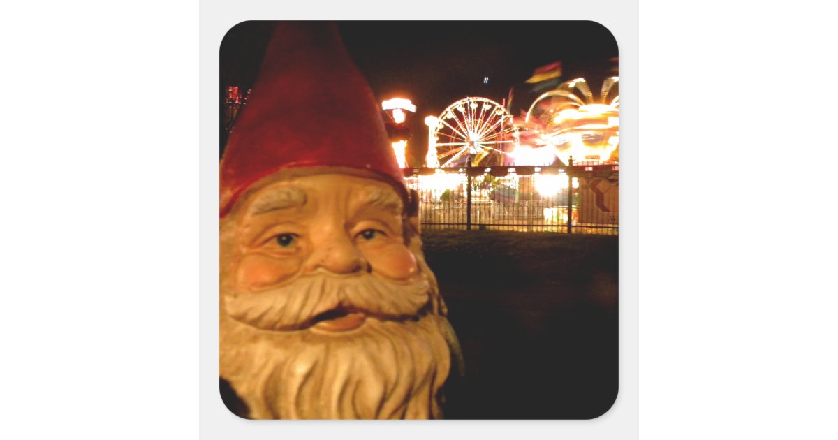Carnival Gnome Square Sticker | Zazzle