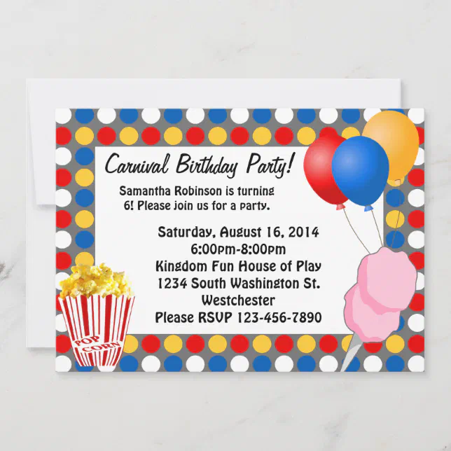 Carnival Lights and Snacks Custom Invitations | Zazzle