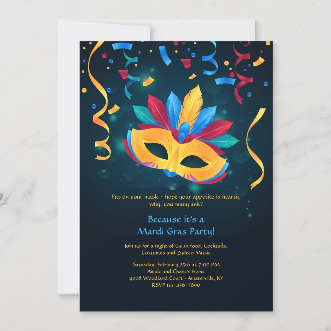 Carnival Mask Invitation | Zazzle