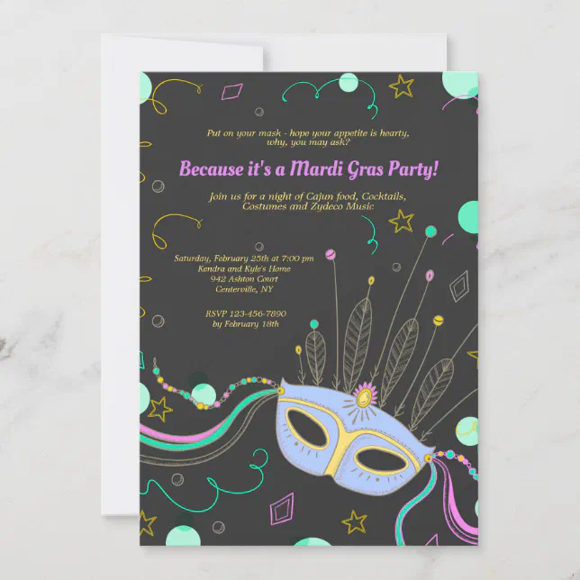 Carnival Mask Invitation | Zazzle