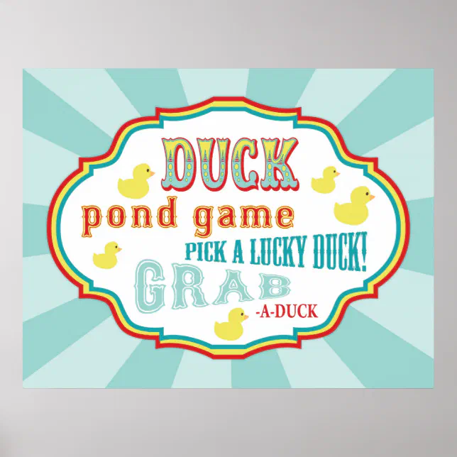 Carnival or Circus Duck Pond Game Sign | Zazzle