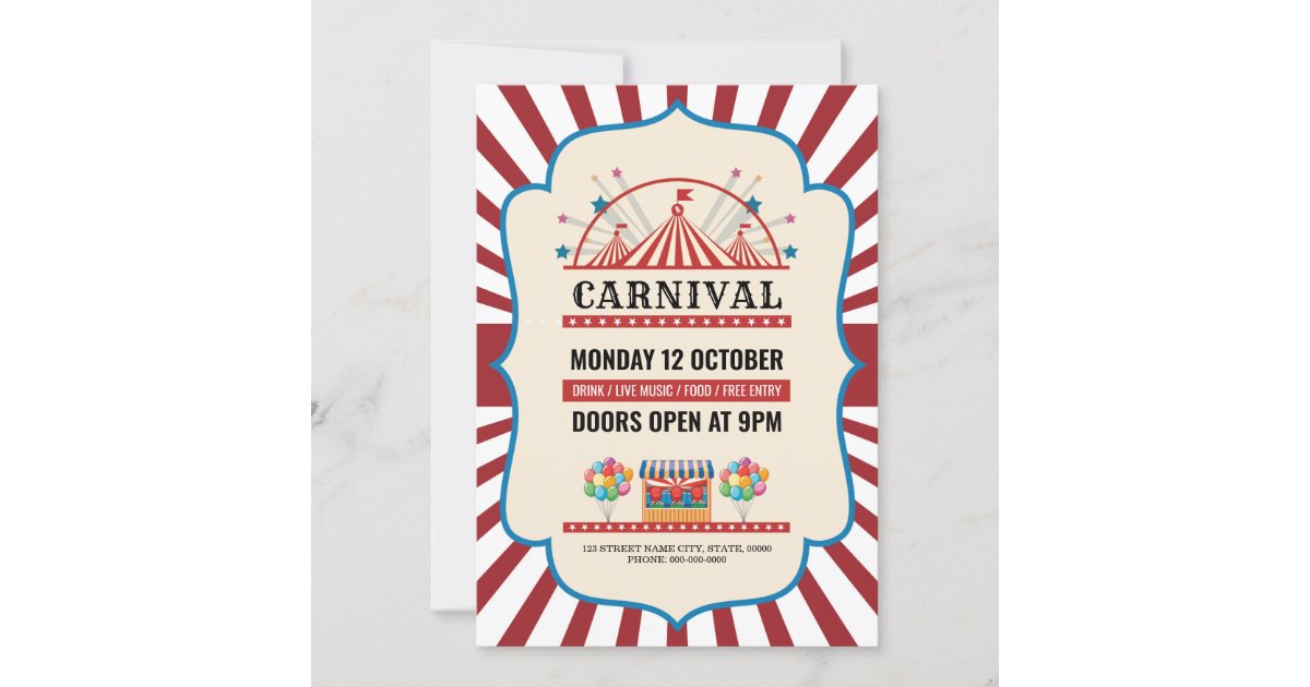Carnival Party Flyer Invitation | Zazzle
