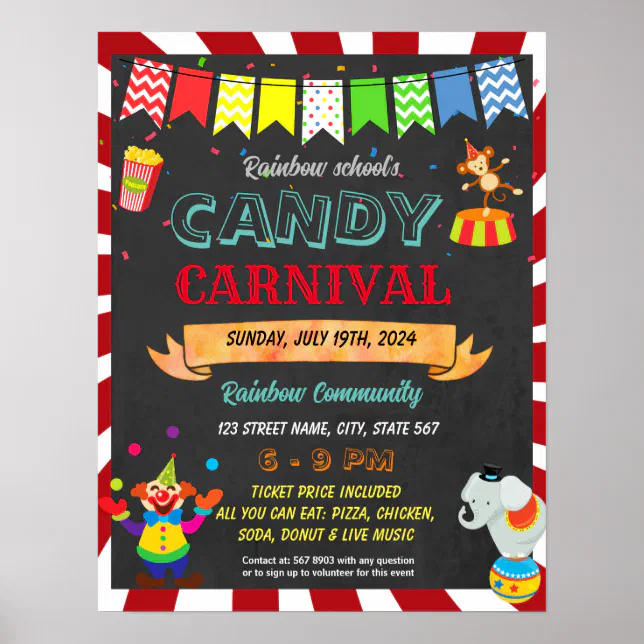 Carnival school event template poster | Zazzle
