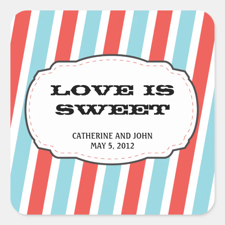 Carnival Themed Wedding Square Sticker | Zazzle