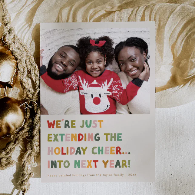 CAROL Cream Cute Late New Years Funny Christmas Holiday Card | Zazzle