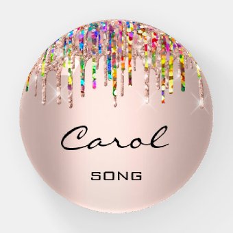 Carol NAME MEANING Holograph Rose SWEET 16th Paperweight | Zazzle
