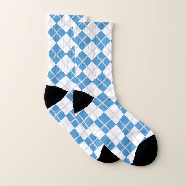 Carolina Blue White and Ash Argyle Socks | Zazzle