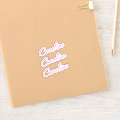 Caroline Decorative Name in Pink x3 Sticker | Zazzle
